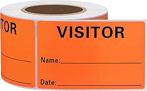 Amazon.com : Hycodest Visitor Pass Stickers Identification Labels ...