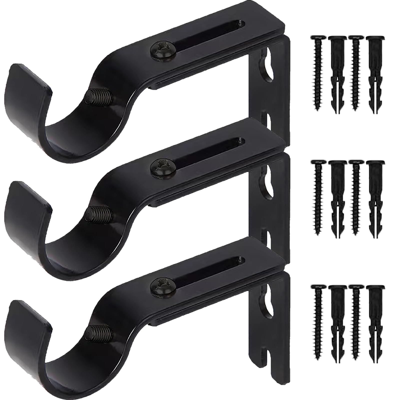 Snapklik.com : Curtain Rod Brackets For Adjustable, 3 Pack Premium Rod ...
