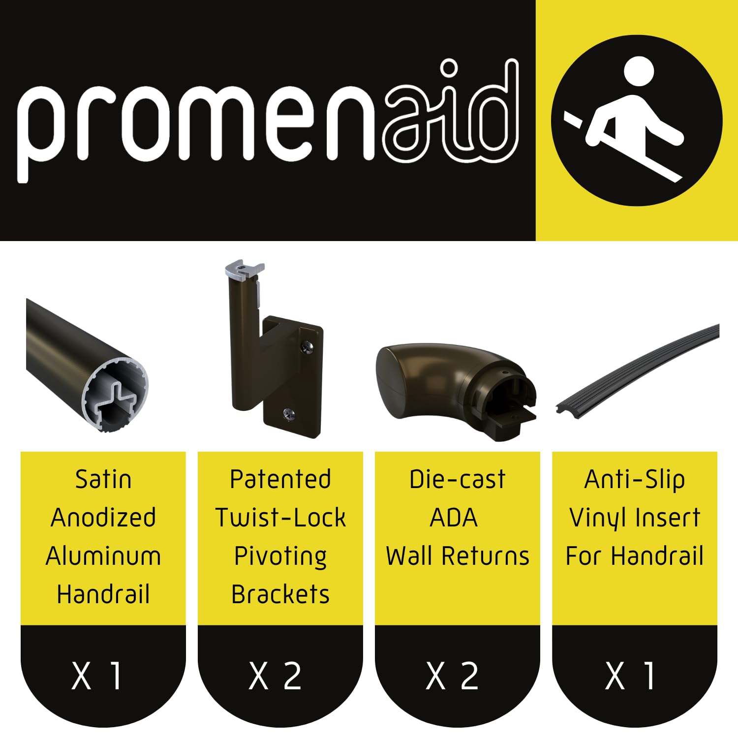 Snapklik.com : Promenaid 1.5ft ADA Handrail Kit - Architectural Bronze ...