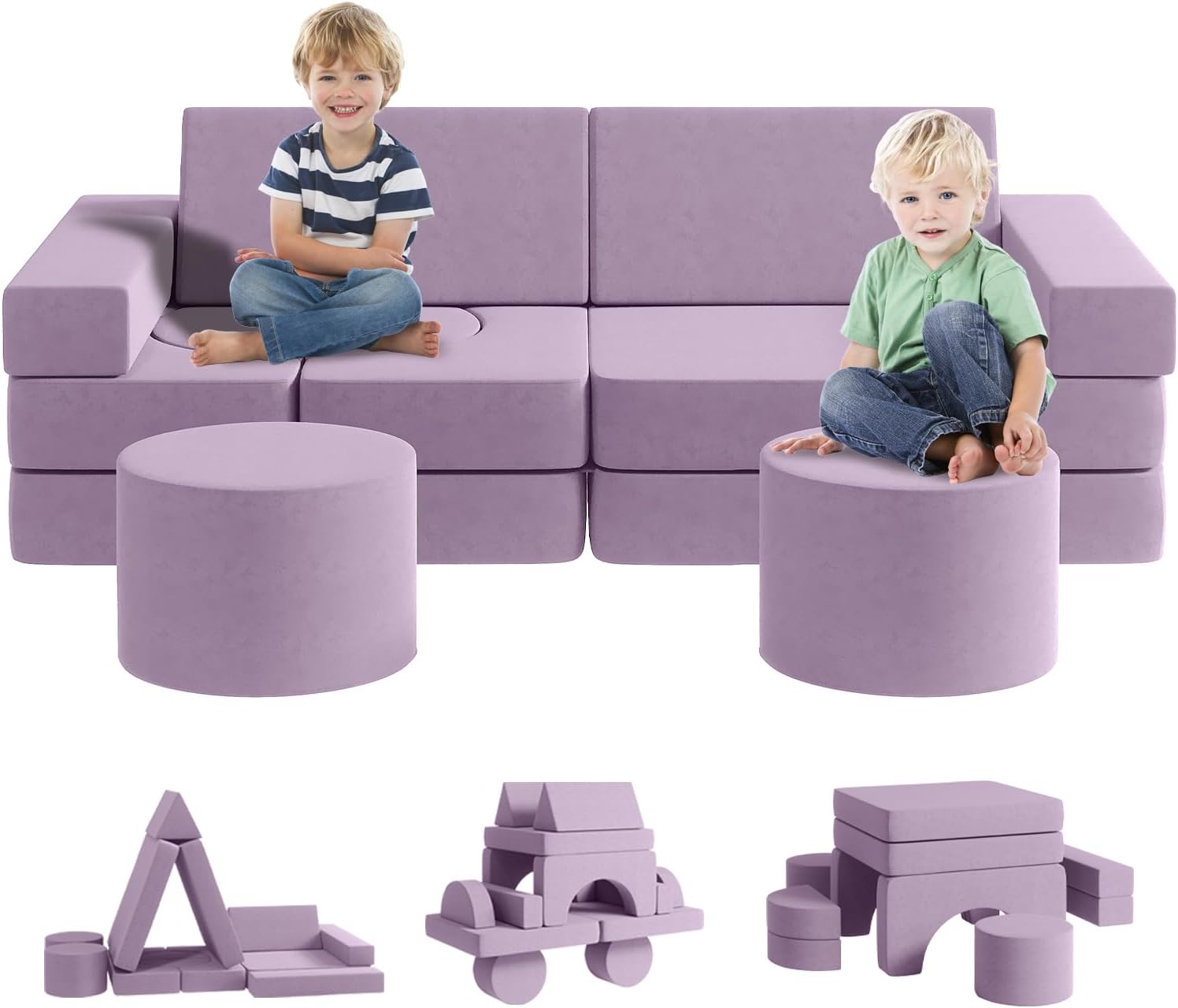 Amazon.com: Modular Kids Play Couch13PCS, Modular Couch Kids with 2 ...