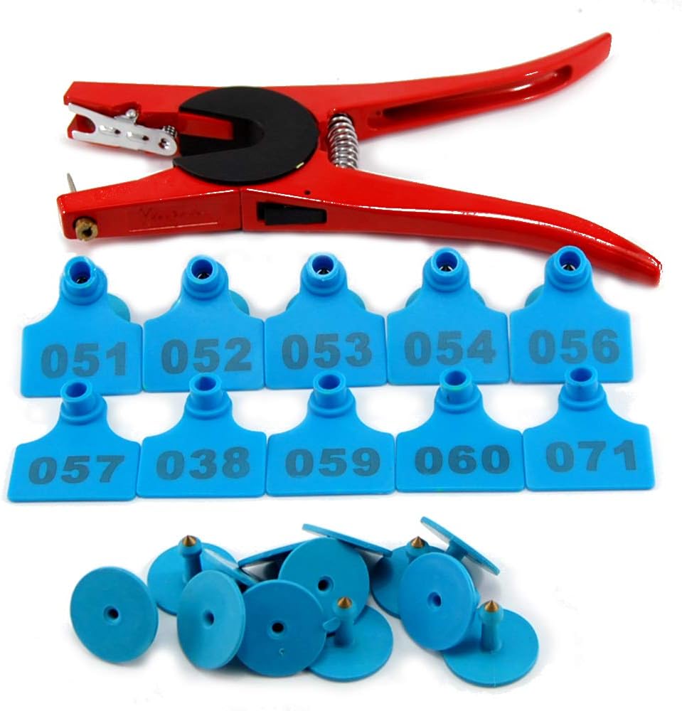 100 Sets Numbered Plastic Livestock Ear Tags for Cattle Pigs Calf Hogs ...