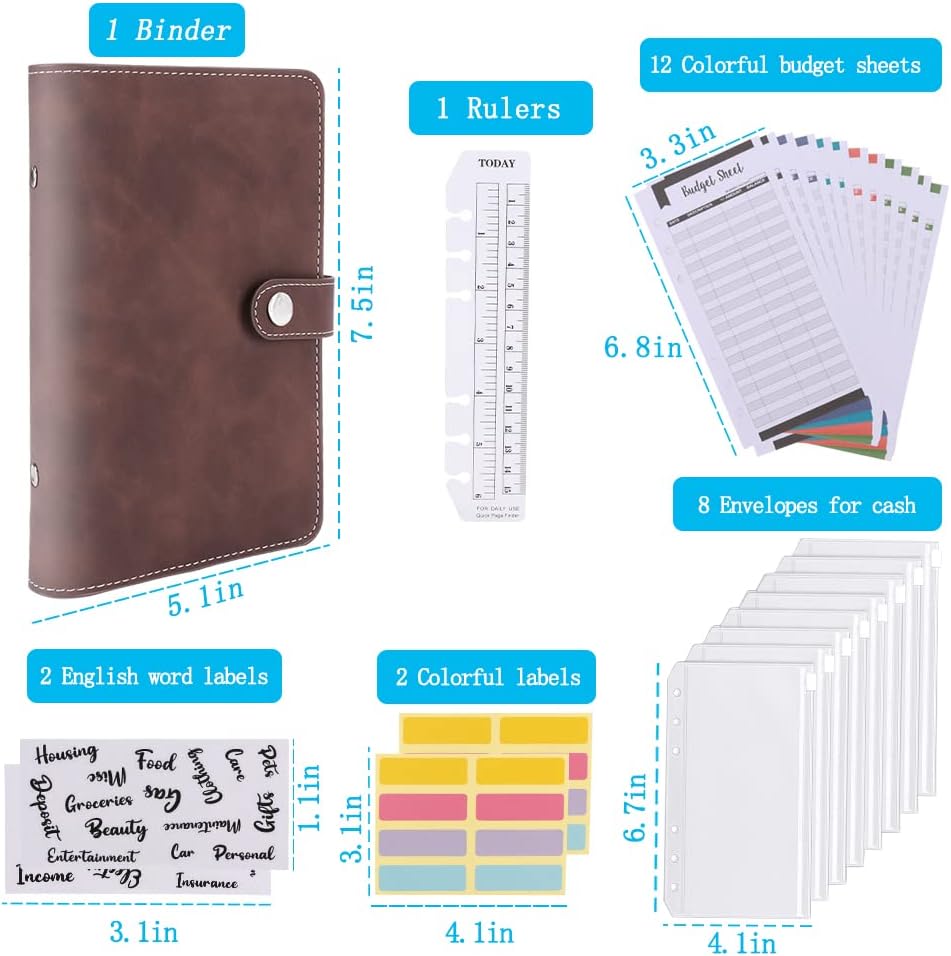 26PCS Budget Binder Set Acemall A6 Soft Leather Budget Binder Planner ...