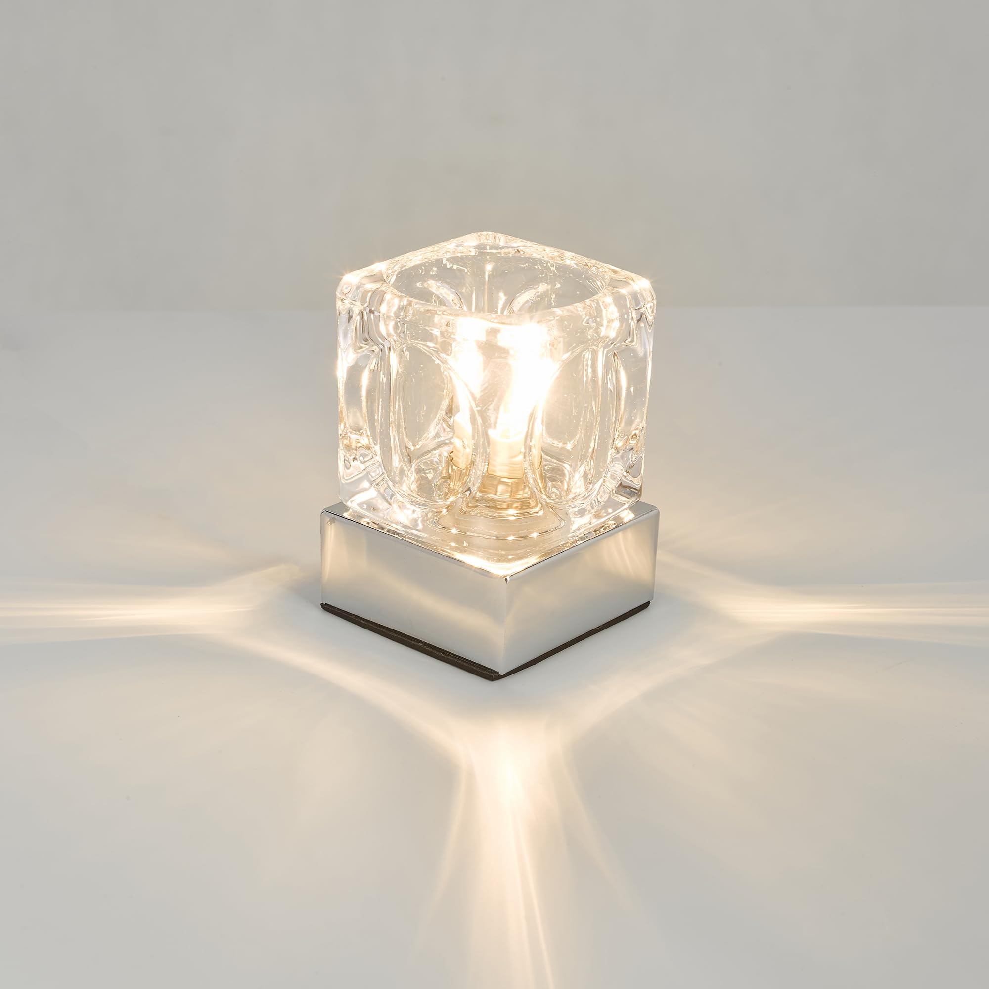 SYLW Mini Touch Crystal Table Lamp, 4 x4 x 2.7 Inch Accent Desk Lamp ...