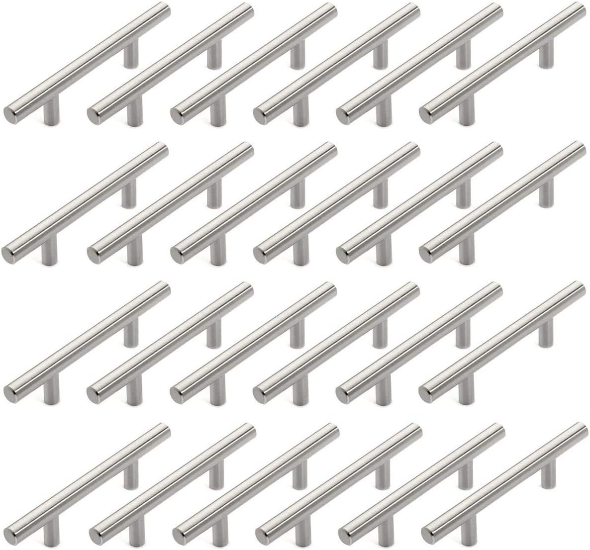 30 Pack Straight Bar Cabinet Pulls, Satin Nickel Cabinet Handle Pulls ...