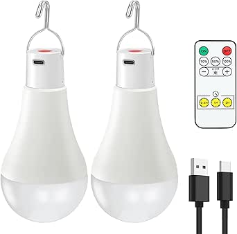 Amazon.com: USB Rechargeable Light Bulbs with Remote Dimmable Timing ...