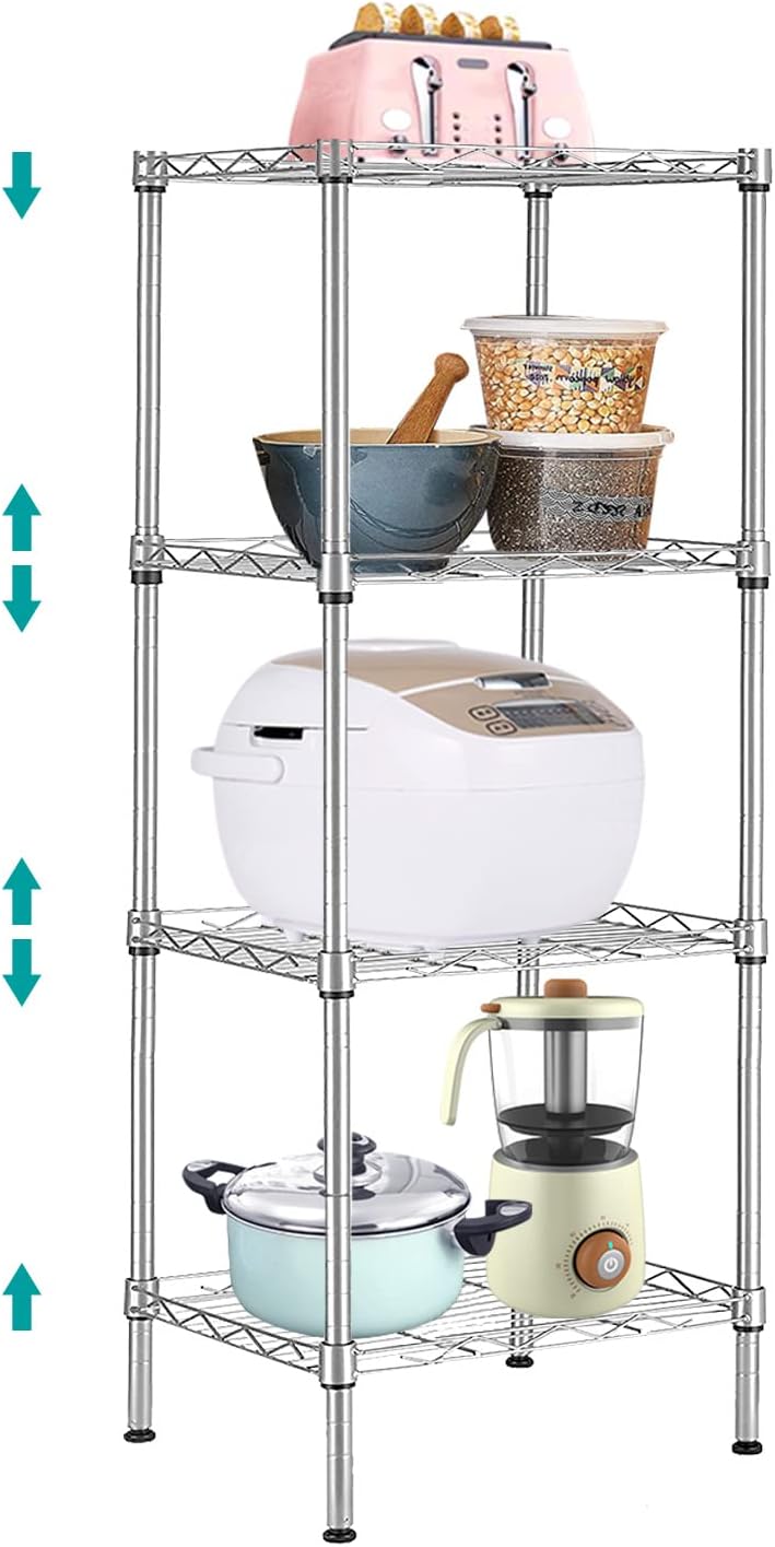 Amazon.com: Home Basics 4 Tier Steel Wire Shelf Rack Heavy Duty Storage ...