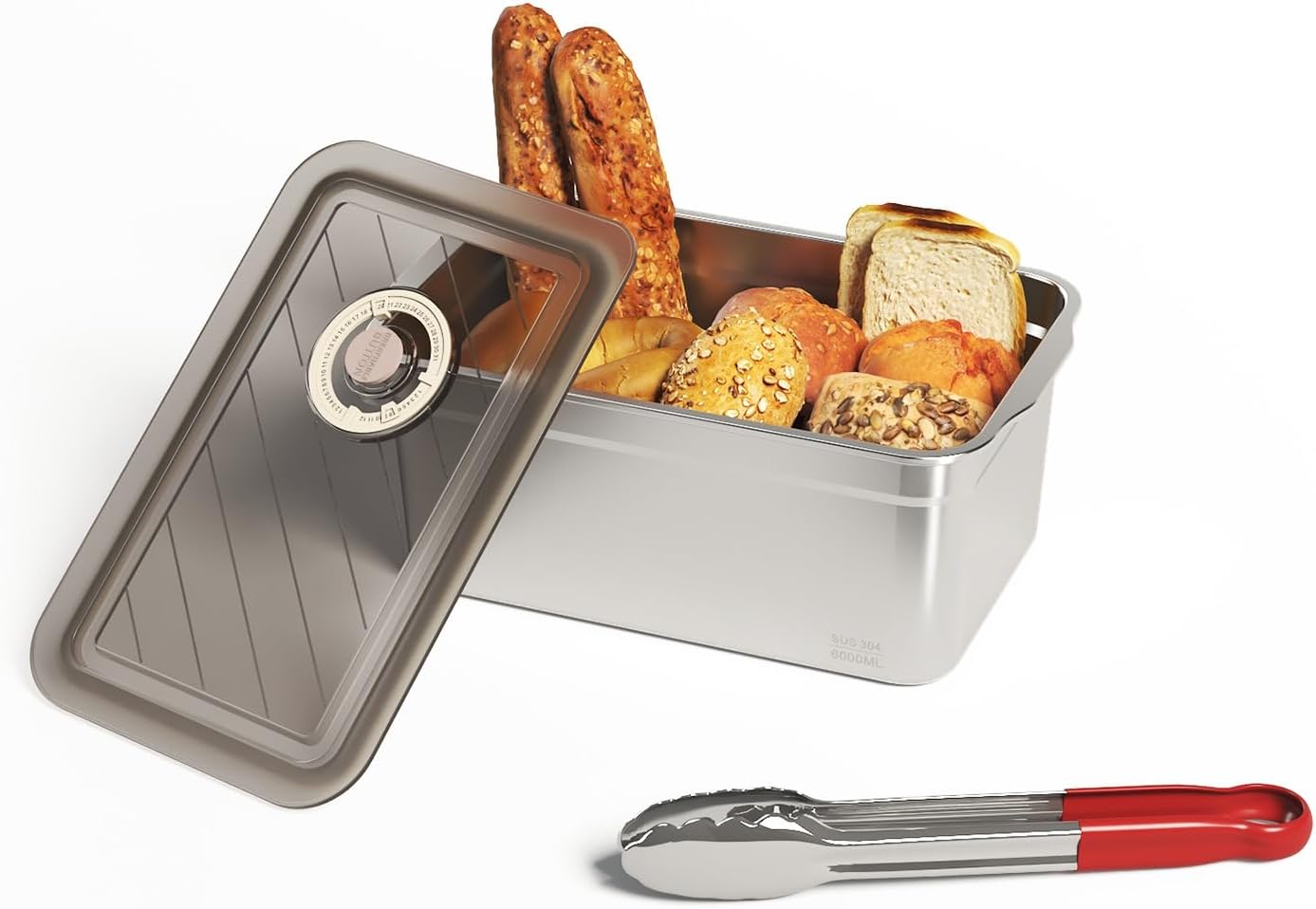 Amazon.com: PAIKON 304 Stainless Steel Bread Box For Kitchen Countertop ...