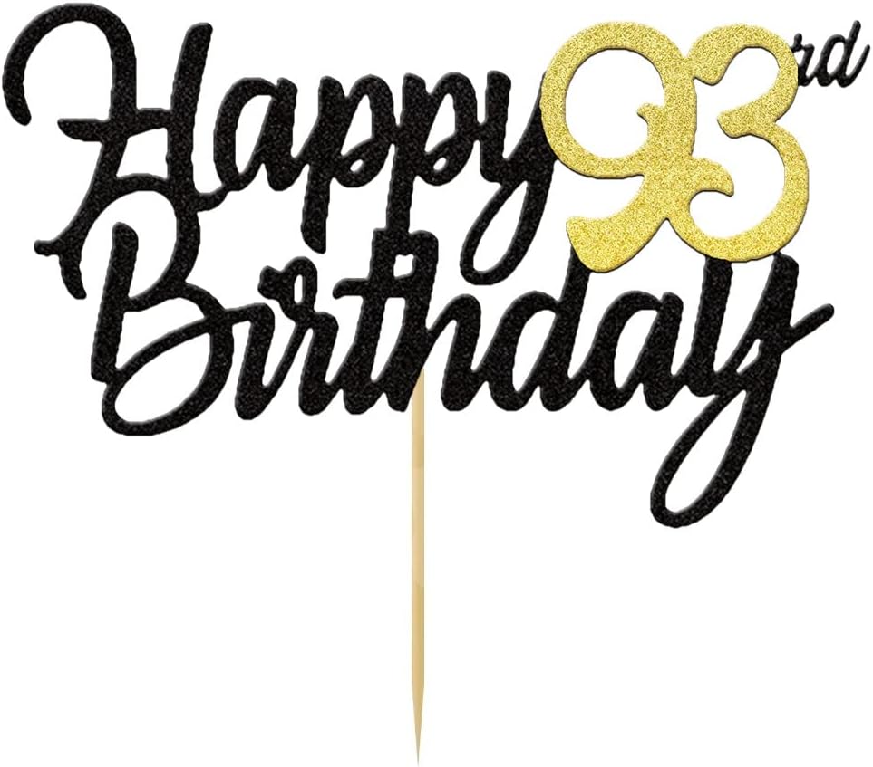 Amazon.com: Happy 93rd Birthday Cake Toppers Glitter 93rd Anniversary ...