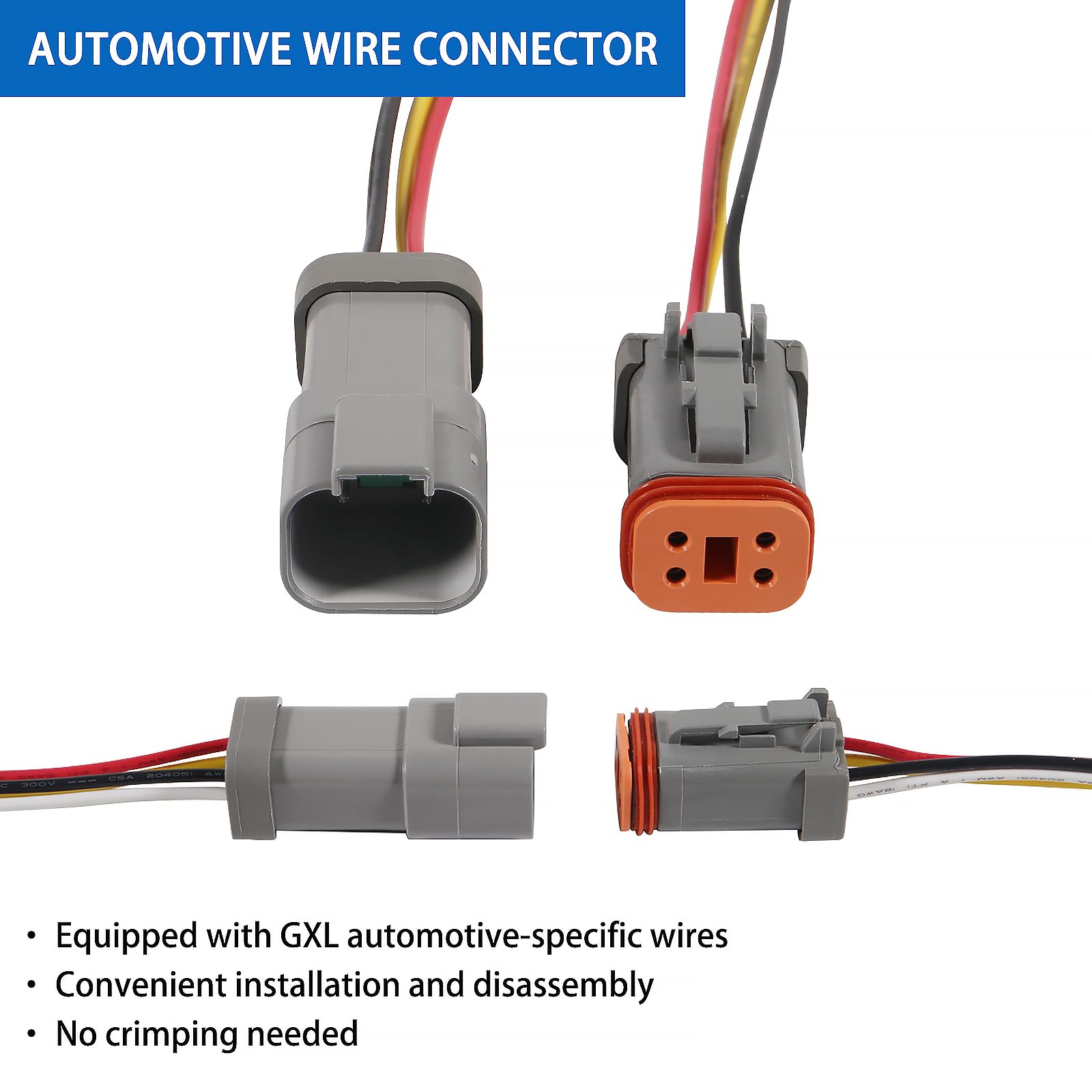 Snapklik.com : 5Pcs 4Pin Waterproof Electrical Connector 4 Wire 16 AWG ...