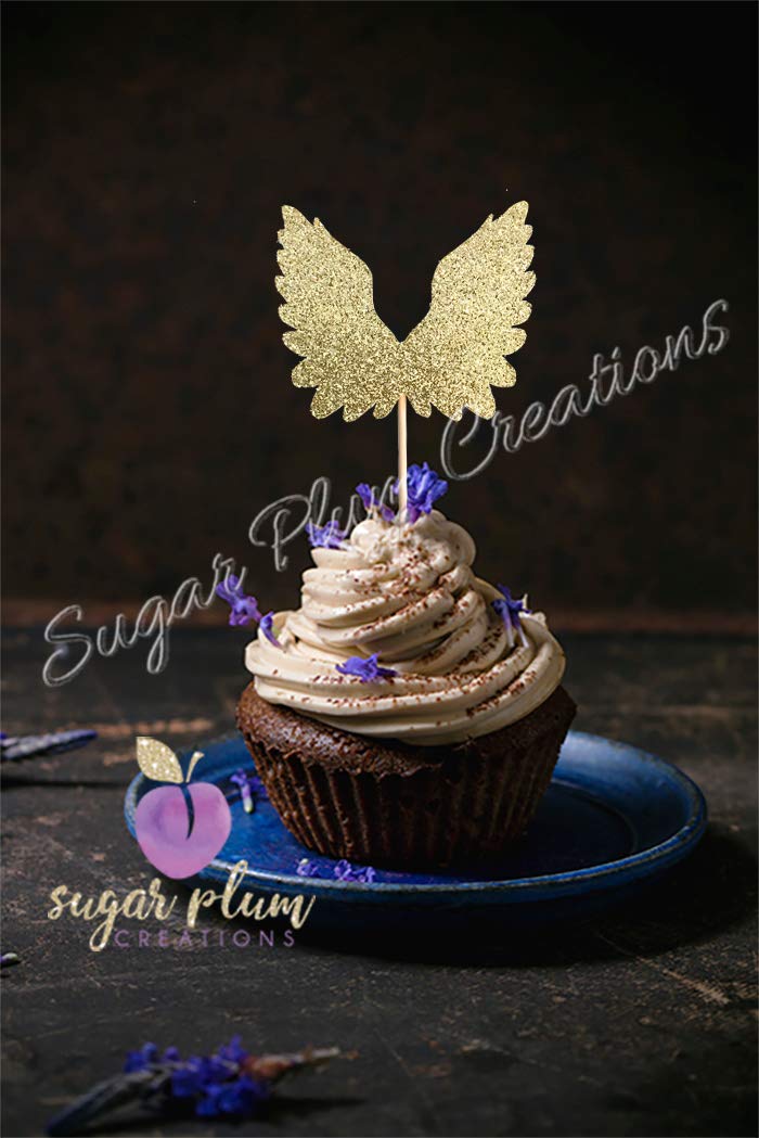 Snapklik.com : Set Of 12 Angel Wings Cupcake Toppers