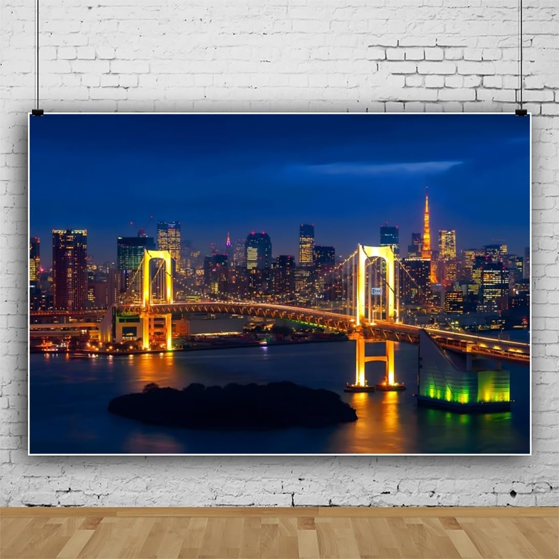 Amazon.com : Leowefowa 12x10ft Vinyl City Night Backdrop Photography ...