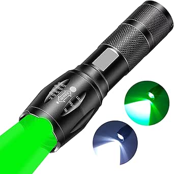 HYVCZP Rechargeable 2 in 1 Green Flashlight, Portable Waterproof Green ...