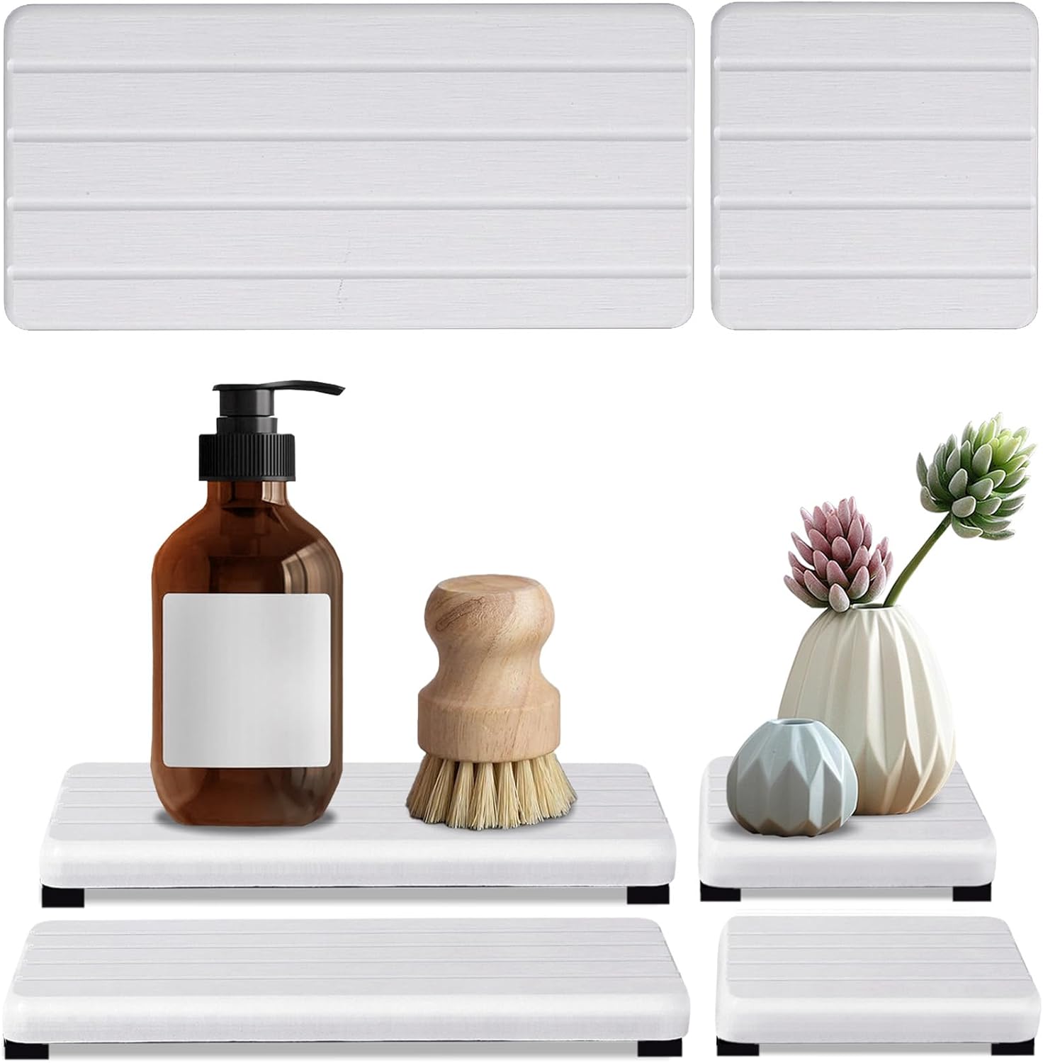 Amazon.com: 4PCS Stone Drying Tray for Bathroom Sink and Kitchen ...