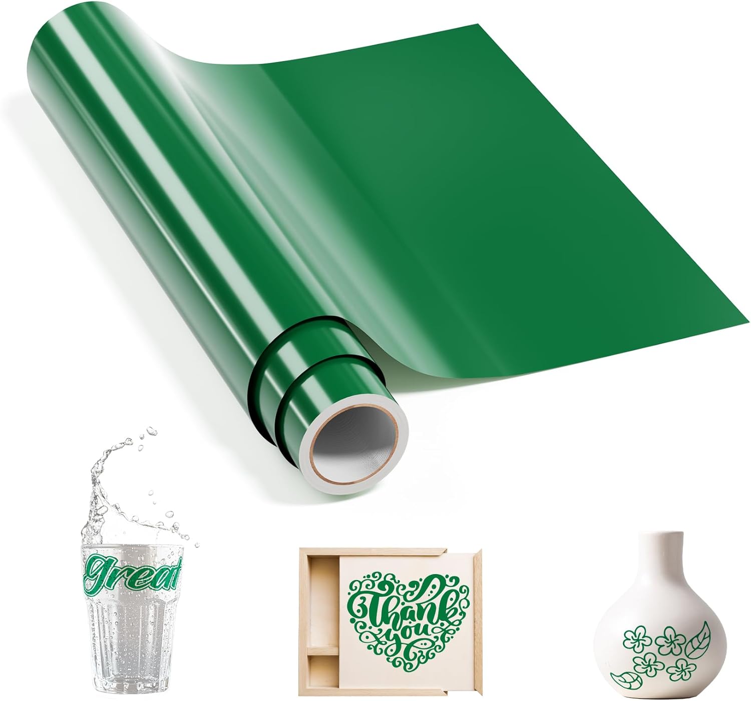 Amazon.com: Sileelis Green Permanent Vinyl, 12" x 6 FT Adhesive Vinyl ...
