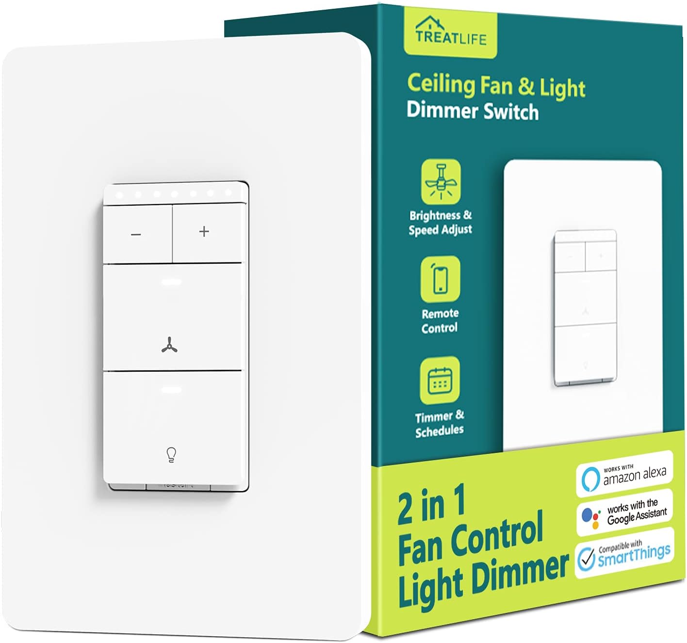 Homewerks 7150-03N LED Panel 3-Function Bathroom Light Switch for ...