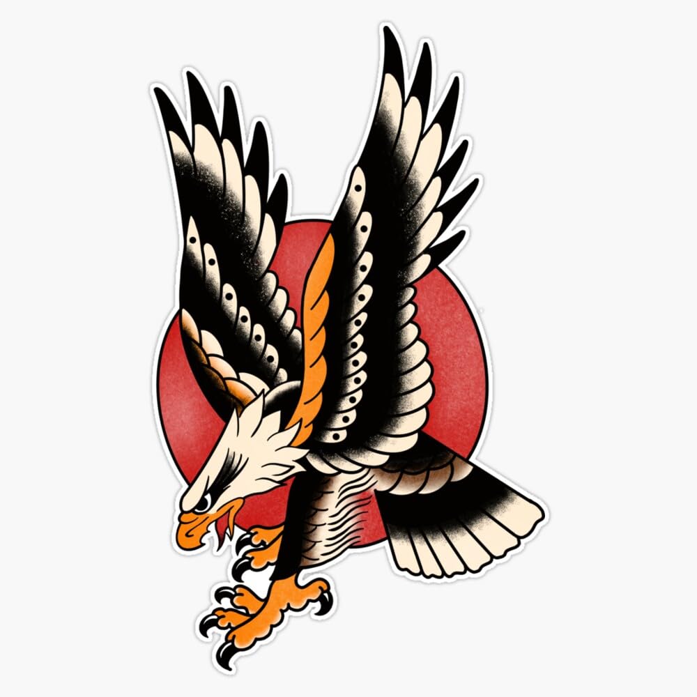 Amazon.com: Eagle - Neo Traditional Tattoo Bumper Sticker Vinyl Decal 5 ...