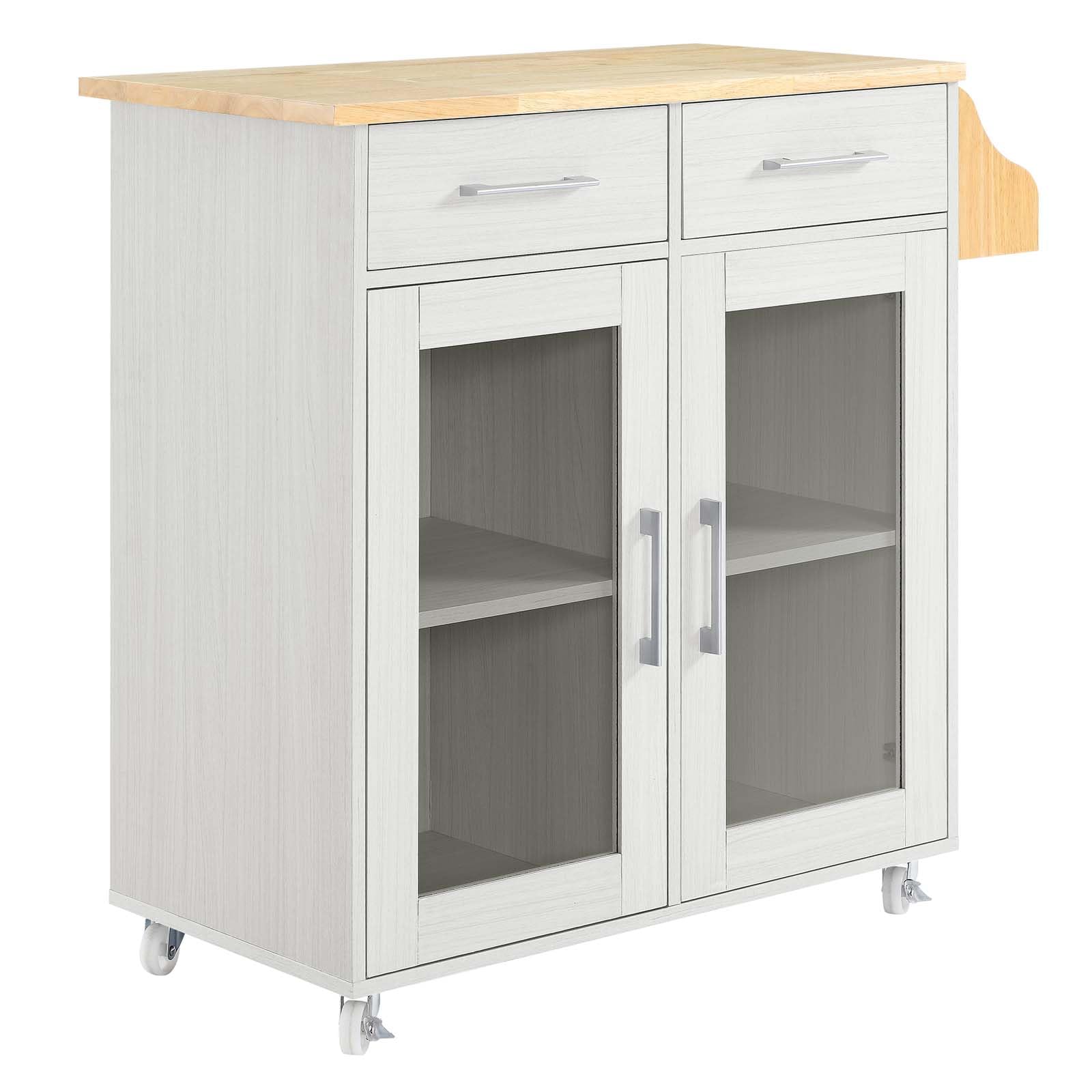 Amazon.com: Modway Cuisine Rolling Kitchen Cart with Storage in White ...