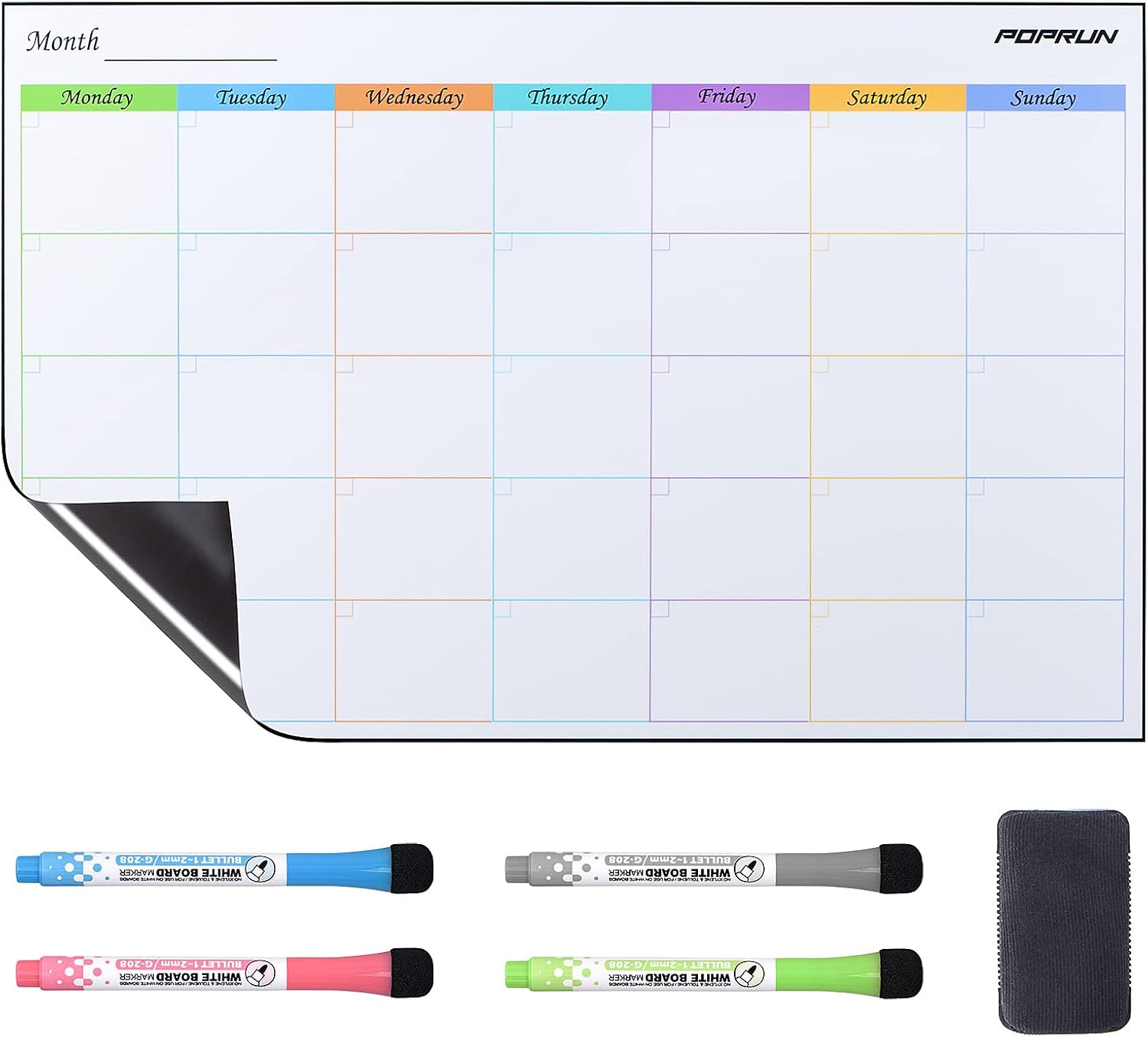 POPRUN Magnetic Monthly Planner,Weekly Planner Fridge Chore Chart ...
