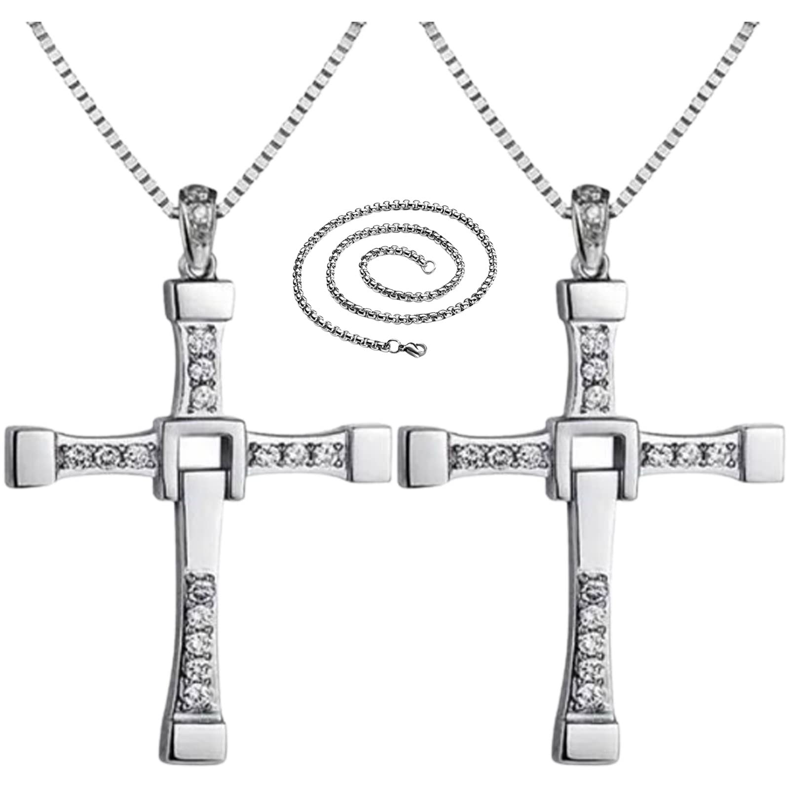 Stainless Steel Cross With Silver Chain Vin Diesel Cross Necklace ...