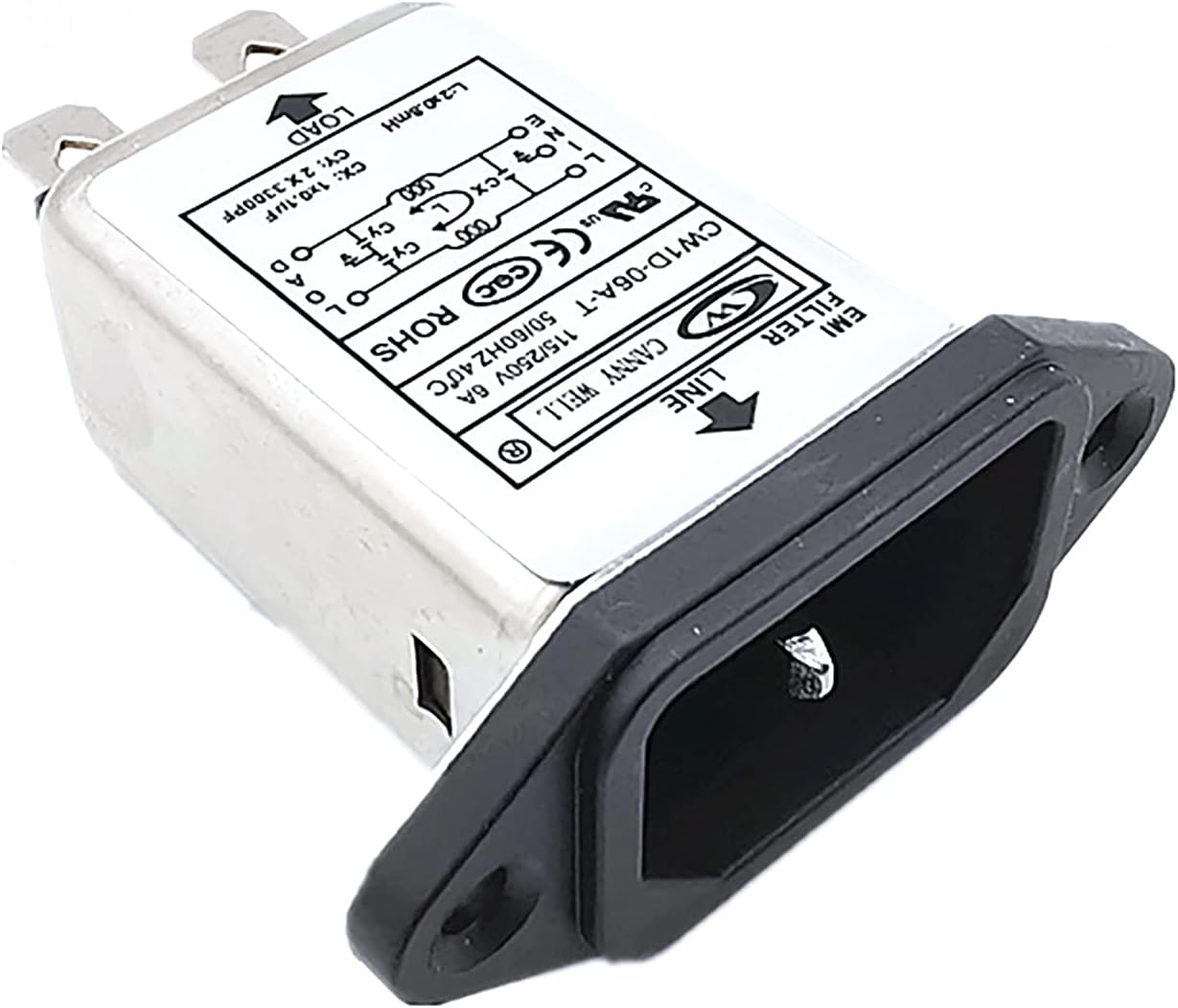 Amazon.com: Chironal 1PCS EMI RFI Filter AC 250V 6A CW1D-06A-T ...
