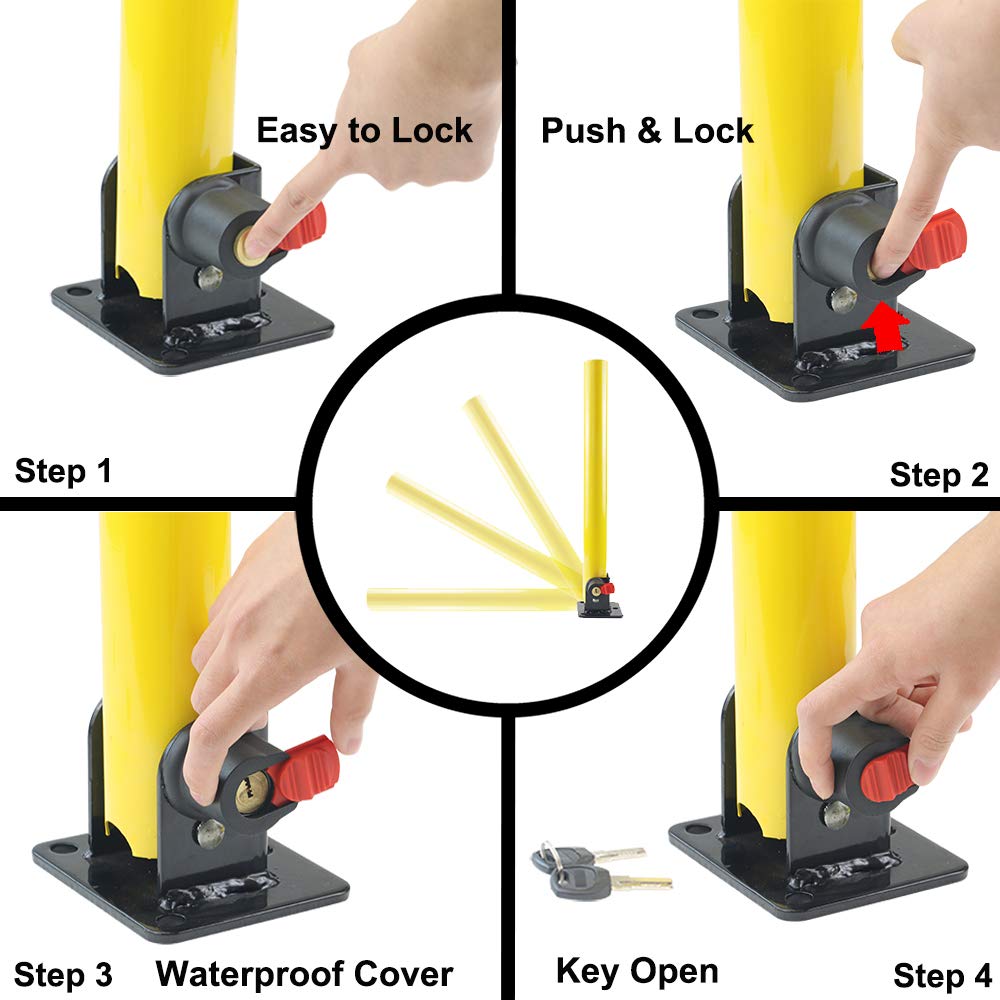Buy OKLEAD Folding Parking Bollard Lock for Home Driveways Reserved ...