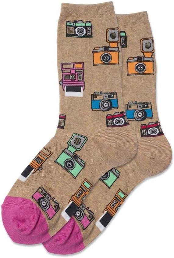 Amazon.com: Hotsox Women's Vintage Cameras Socks 1 Pair, Hemp Heather ...