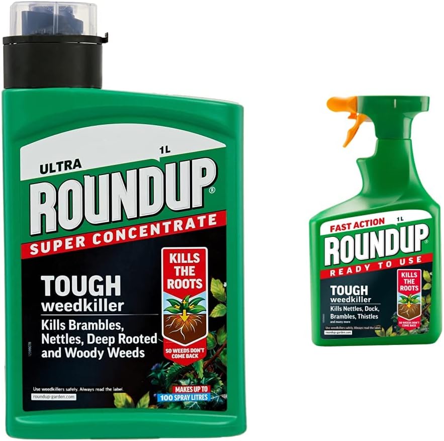 Roundup Tough Weedkiller, Concenrate, Makes up to 100 Litres, 1 Litre ...