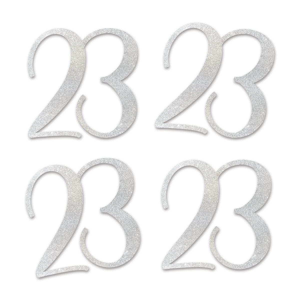 Amazon.com: Silver Glitter 23 Cut-Out Numbers, 23rd Birthday Party ...