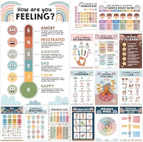 Amazon.com : Decorably 15 Social Emotional Learning Posters, 11x17in ...