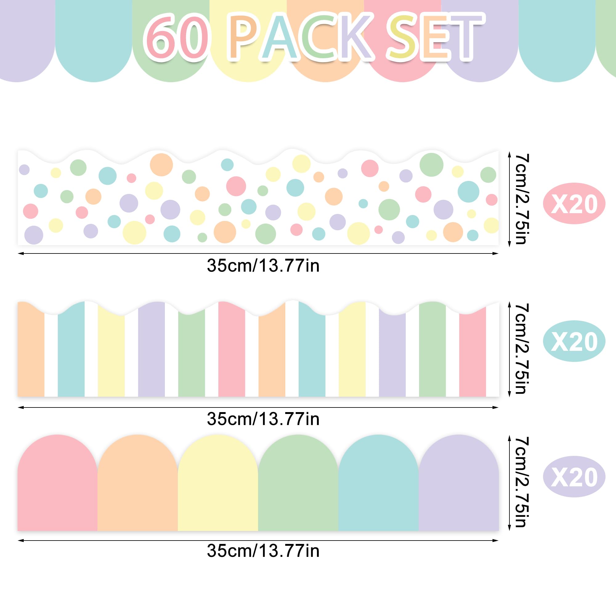 Classroom Pastel Decor Pastel Rainbow Bulletin Board Border Scalloped ...