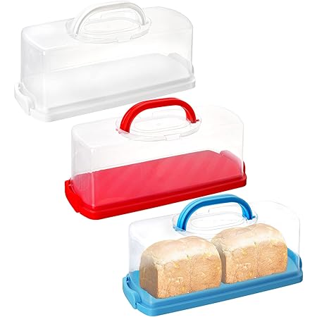 Amazon.com - Plastic Rectangular Bread Box with Portable Handle, Loaf ...