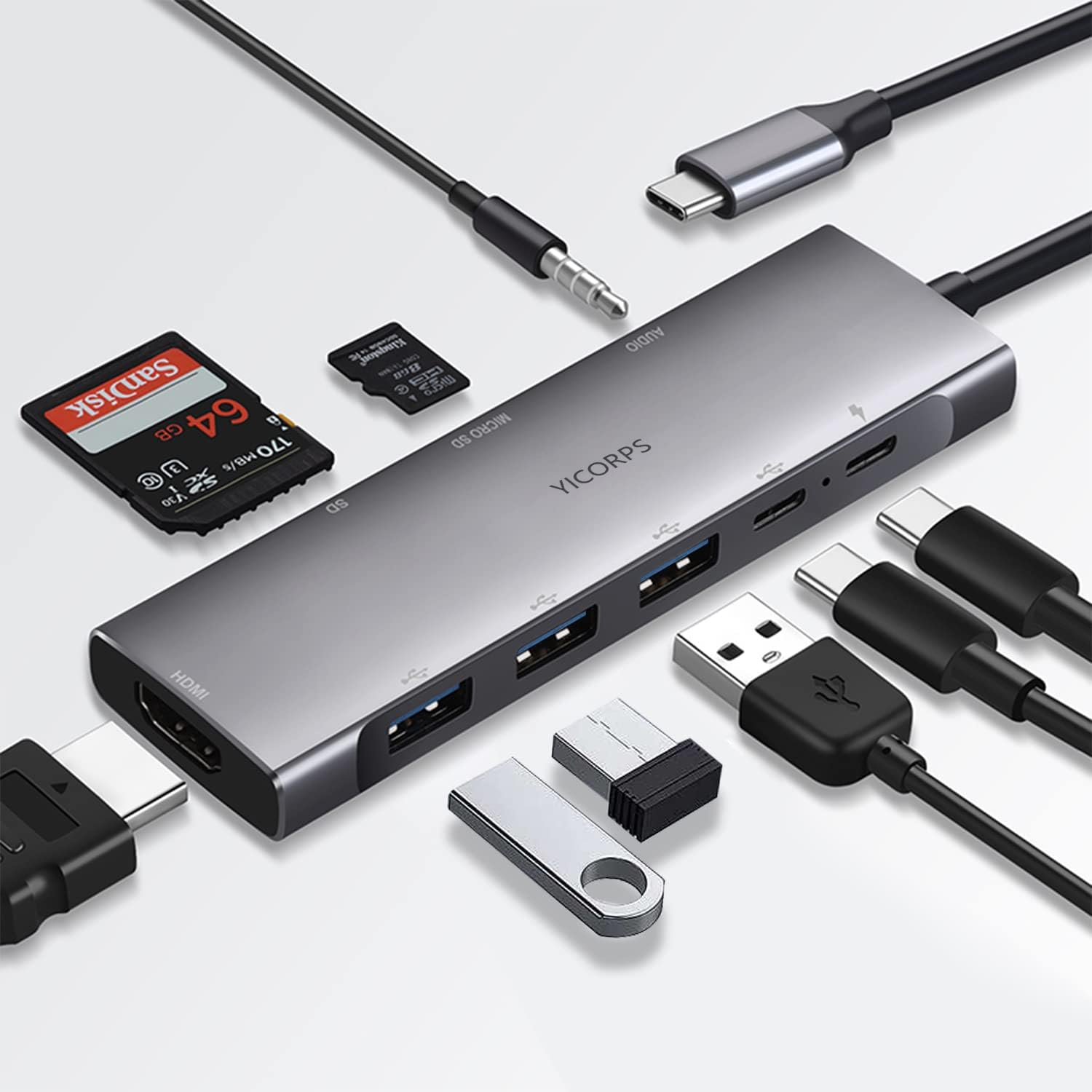 Amazon.com: USB C Hub Multiport Adapter, 9 in 1 Dongle Adapter USB C ...