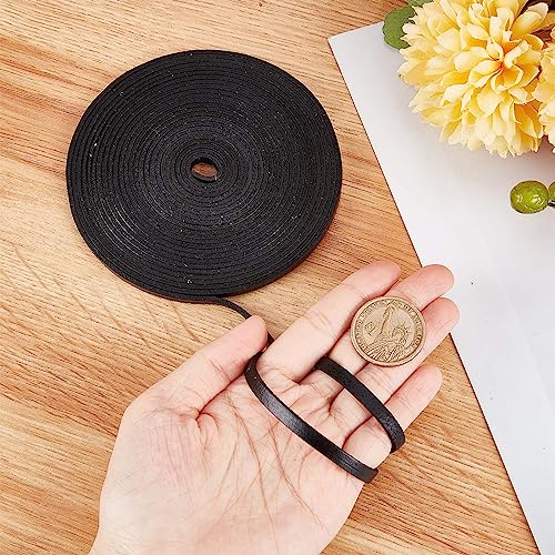 GORGECRAFT 5M Genuine Leather Strip 5mm Wide Flat Cowhide Leather Cord ...