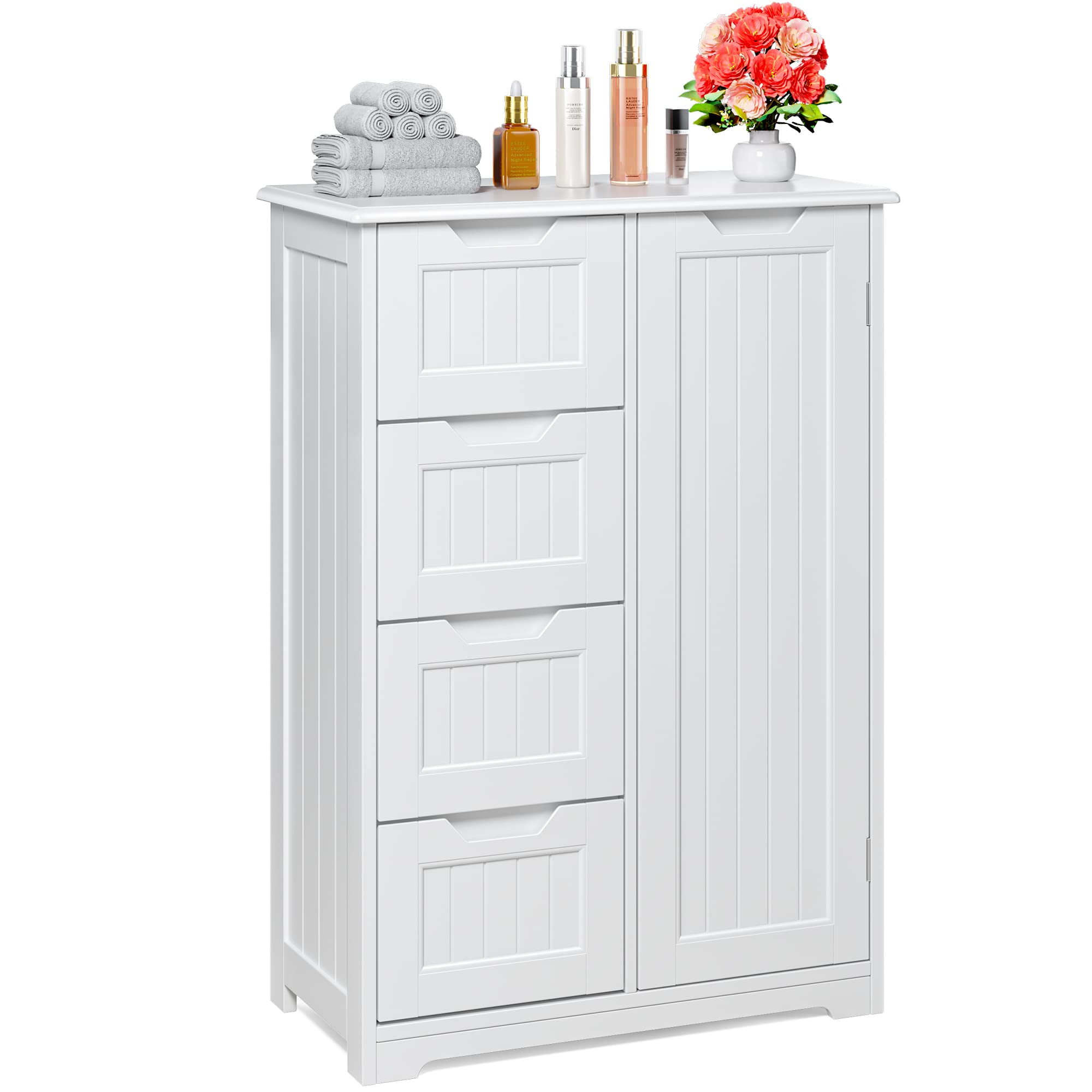 Small Floor Cabinet With MDF Narrow Rolling Bathroom Side Cabinet