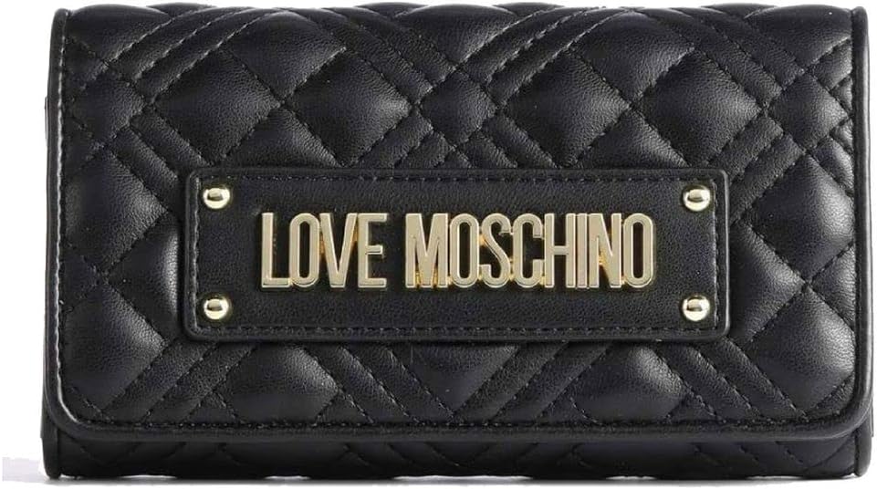 Amazon.com: Love Moschino Love Moschino Black quilted wallet with Love ...