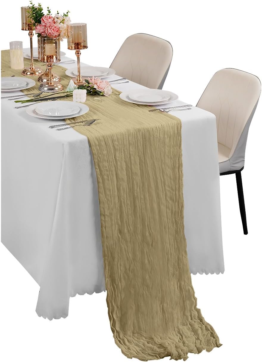 Amazon.com: 12PCS Beige Cheesecloth Table Runner 17 x 108 Inche Gauze ...
