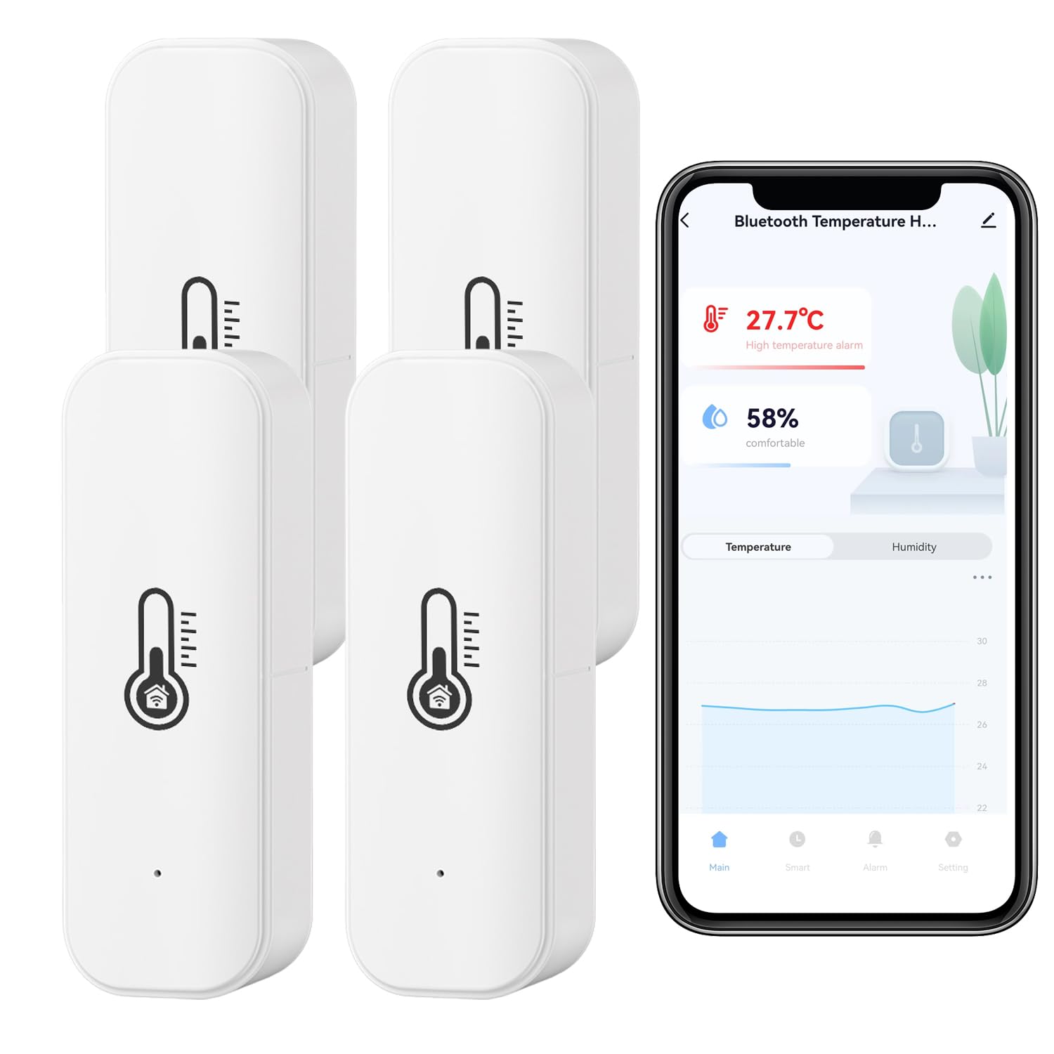 Amazon.com: Dosilkc Smart WiFi Thermometer Hygrometer 4PCS, Indoor Room ...