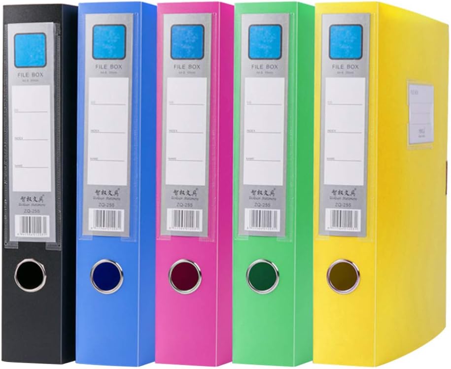 NUOBESTY 5Pcs File Boxes Plastic Archives Cases with Lid Colorful File ...