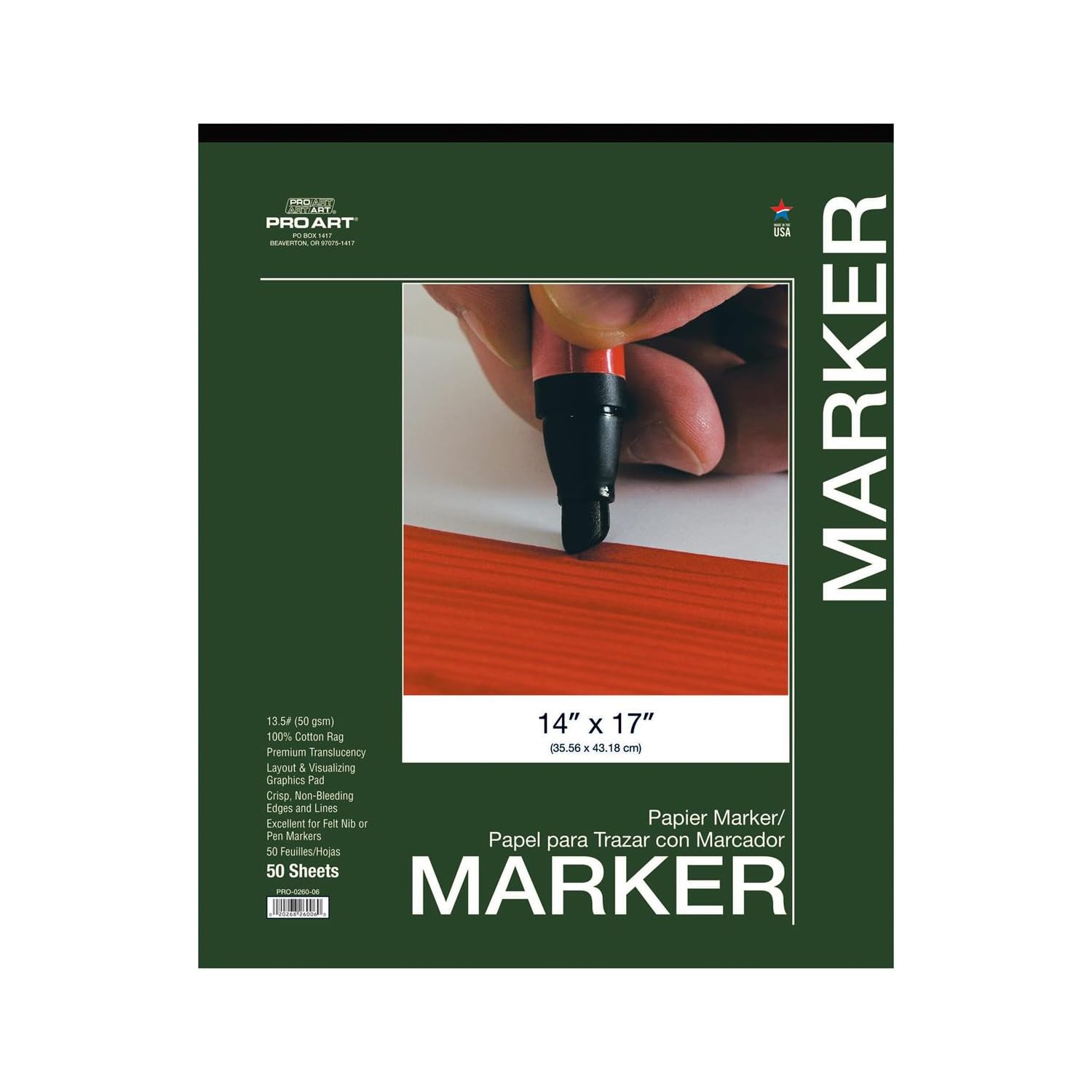 Amazon.com: PRO ART Marker Paper, 14-inch x 17-inch, 50 Sheet Tape ...