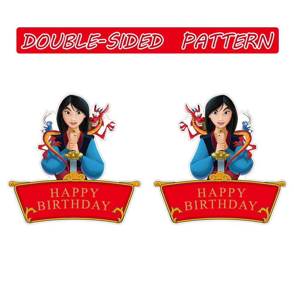 Buy Newmemo Mulan Birthday Cake Topper, Princess Mulan and Dragon Mushu ...