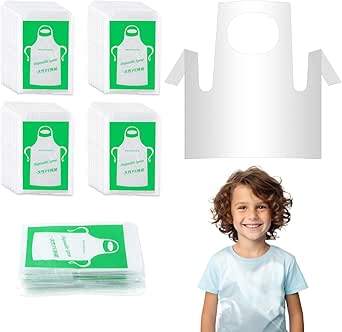 Amazon.com: Mozeat Lens 50 Pieces Disposable Aprons for Kids Plastic ...