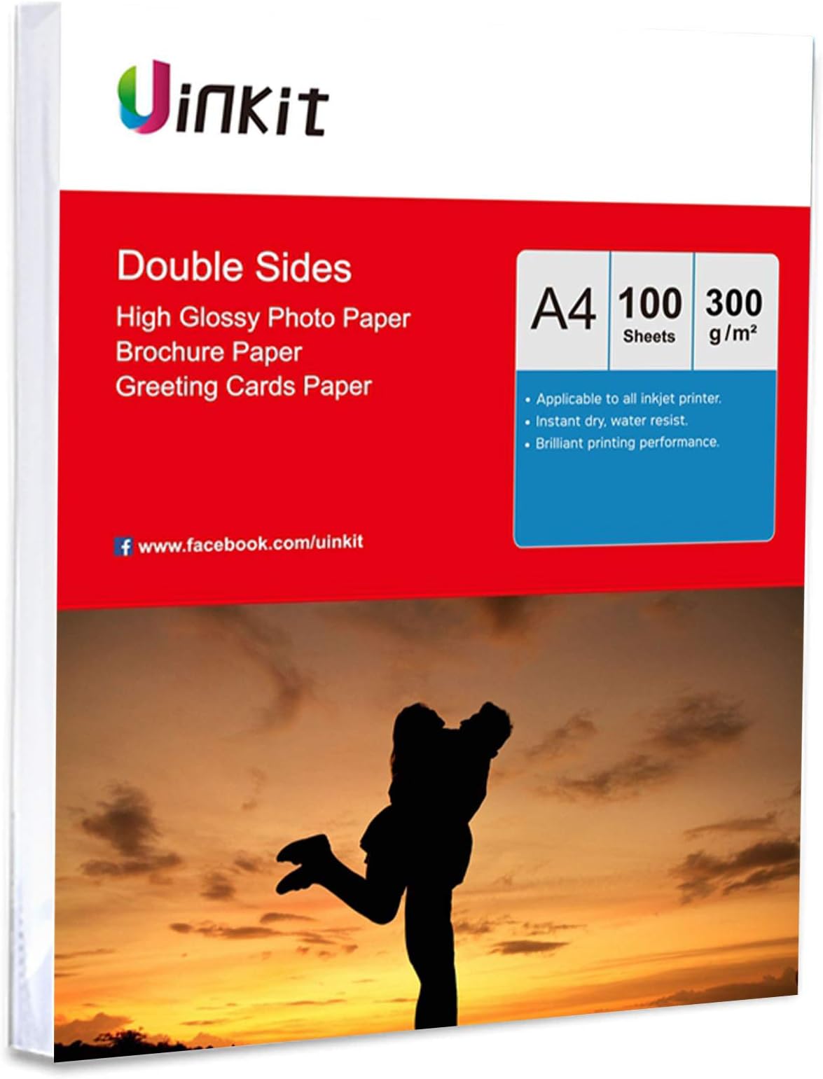 A4 Double Sided Glossy Photo Paper - Uinkit 100 Sheets Thick 300gsm for ...