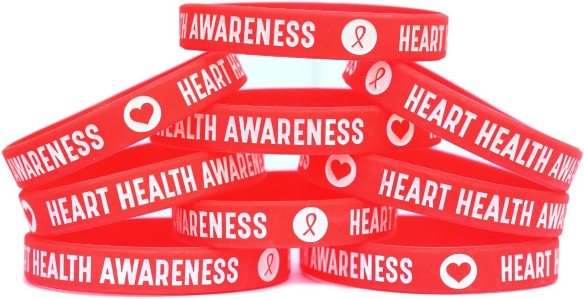 Amazon.com: SayitBands 10 Heart Health Awareness Silicone Wristband ...
