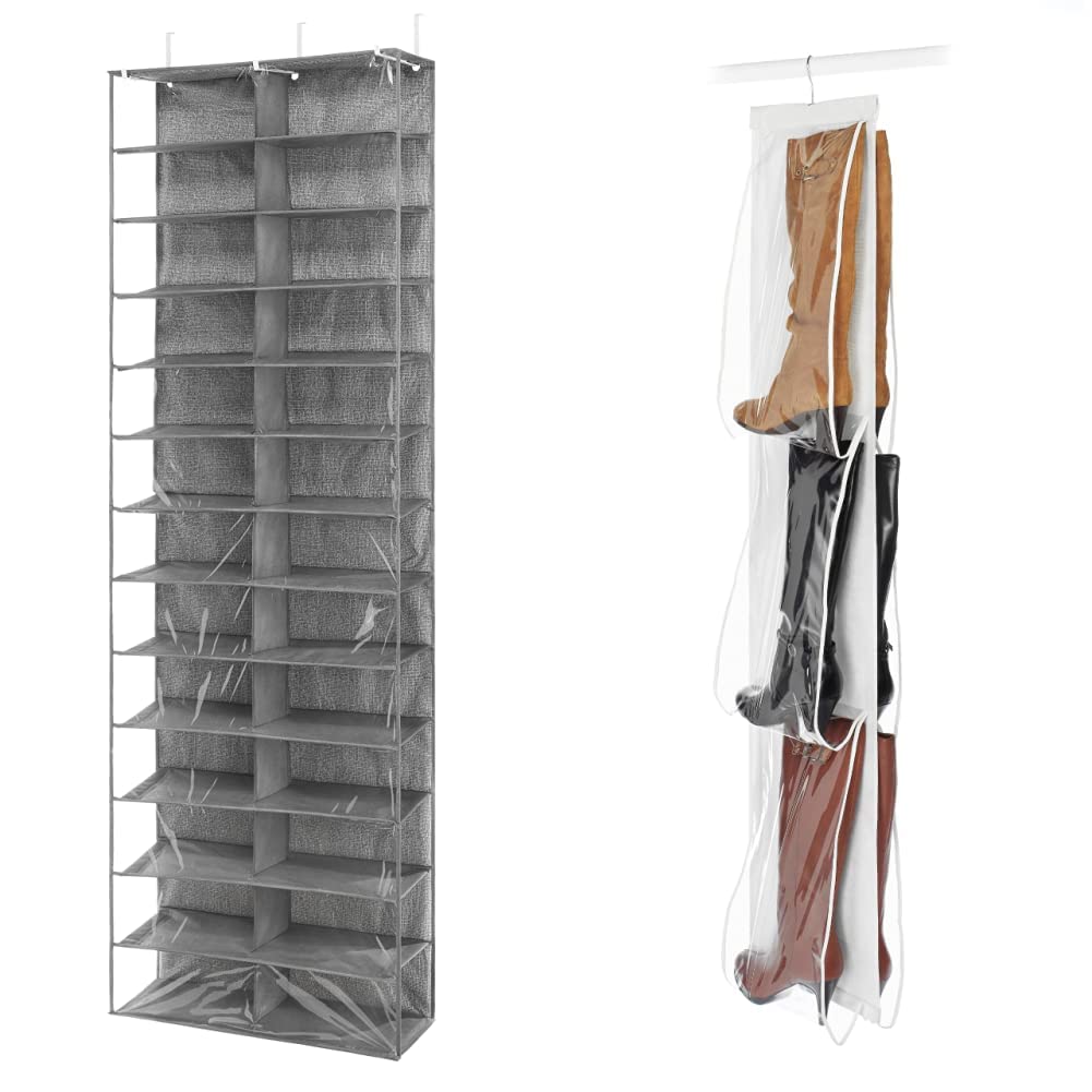 Whitmor Over The Door Shoe Shelves - 26 Sections - Crosshatch Gray ...