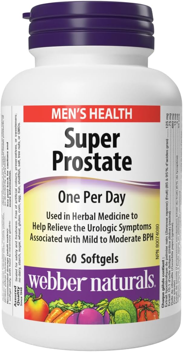 Webber Naturals Super Prostate, 60 Softgels, Helps Relieve Urological ...