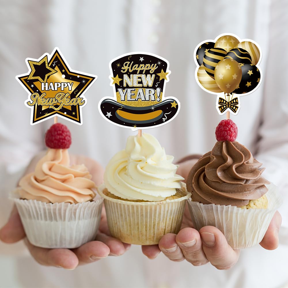 Twenty Ate Cake Topper Happy New Year 2026, Snowflake Decor, New Year ...