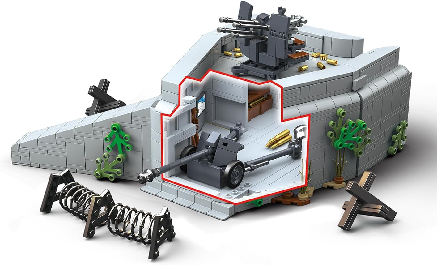 Amazon.com: Jeamoc WW2 Military Fortress Building Block Set, 1232 Pcs ...