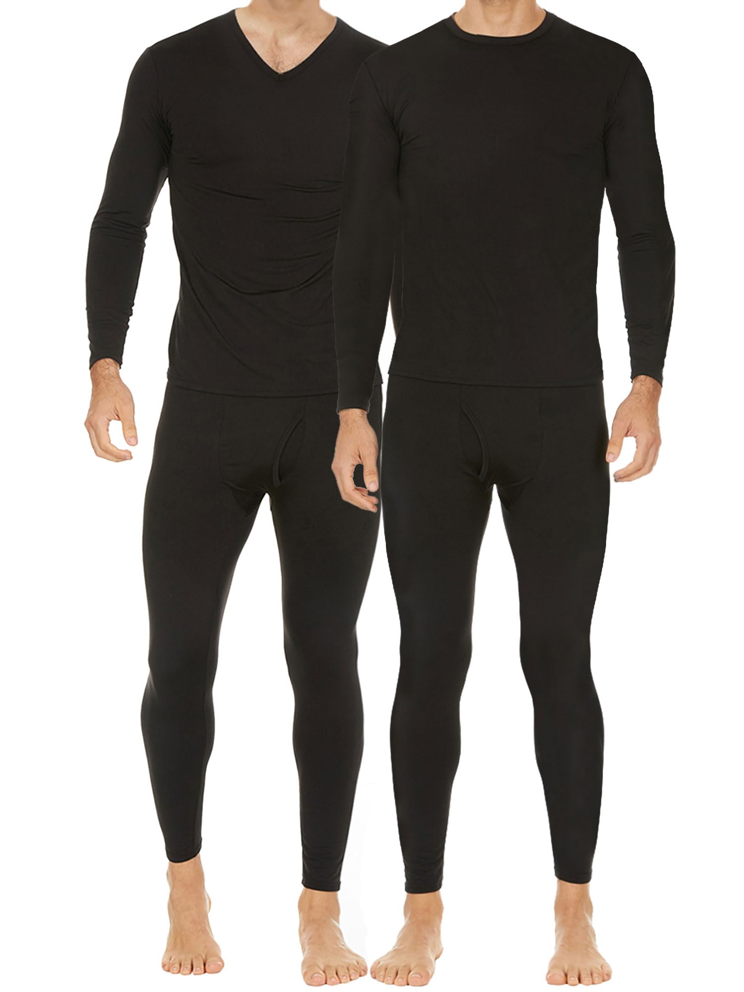 Thermajohn Long Johns V and Crew Set Size XL Black at Amazon Men’s ...
