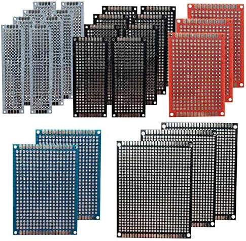 15 Pcs (5x7cm) Double Sided PCB Board Prototype Kit Soldering 4 Colour ...