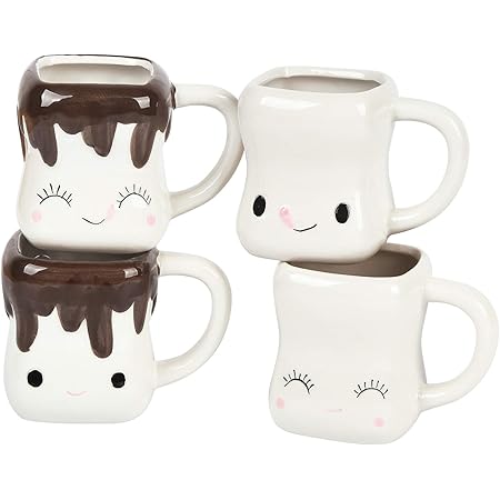 Amazon.com: Gem Wares Hot Chocolate Shaped Marshmallow Mugs Set of 4 ...